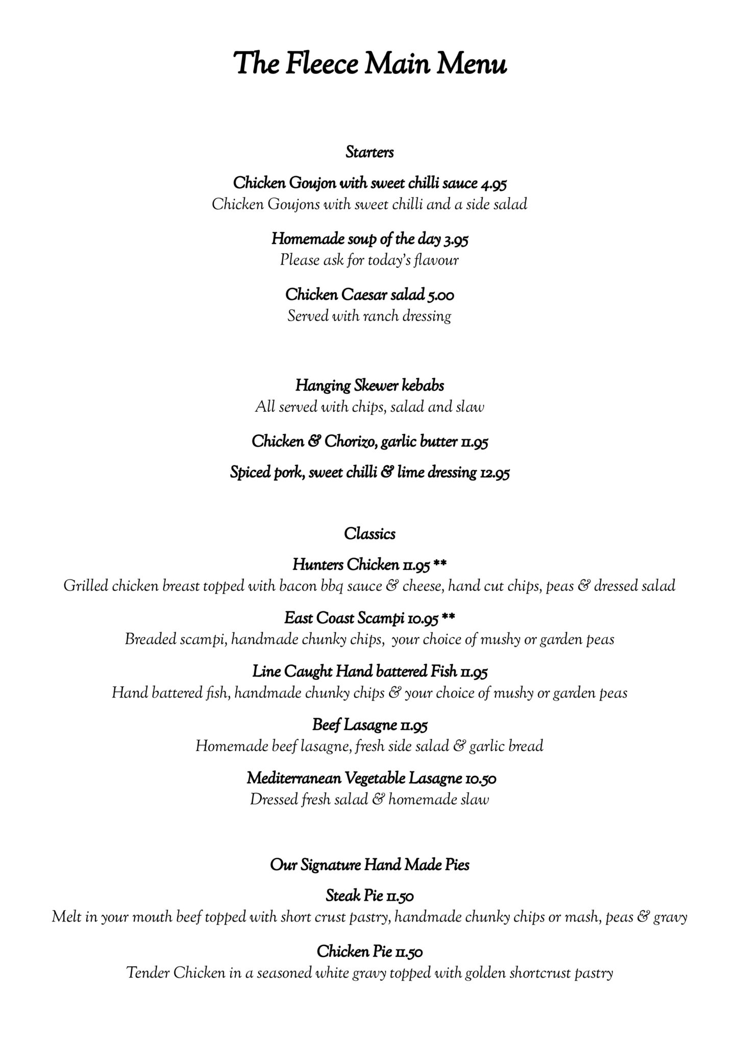 Menus - Fleece Farsley